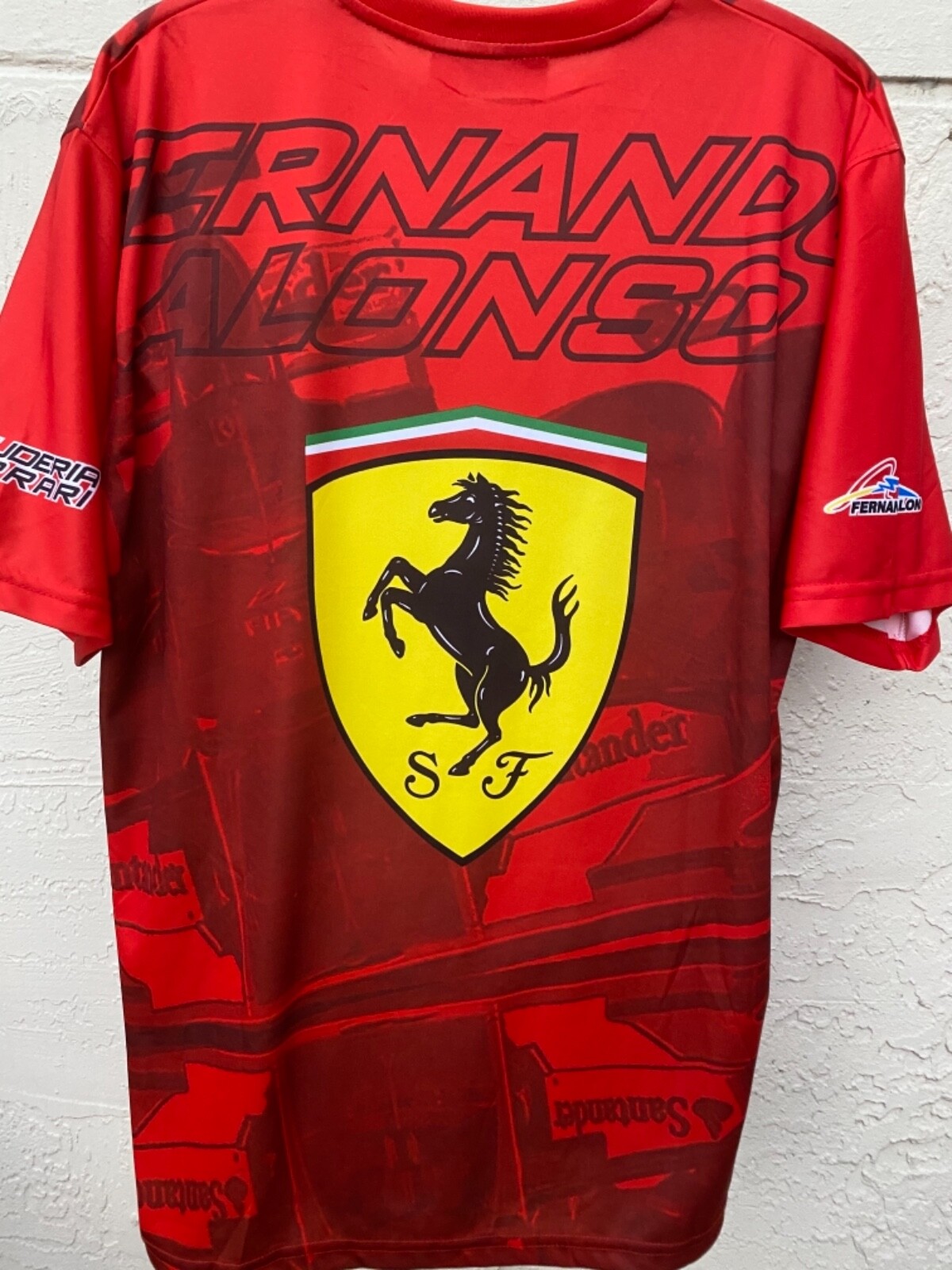 OFFICIAL FERRARI SANTANDER ALL OVER PRINT FERNANDO ALONSO RACING T ...
