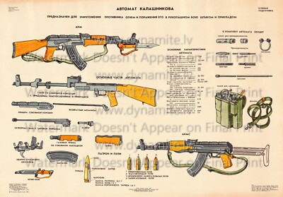 Soviet Military Poster Print AKM KALASHNIKOV RIFLE | eBay