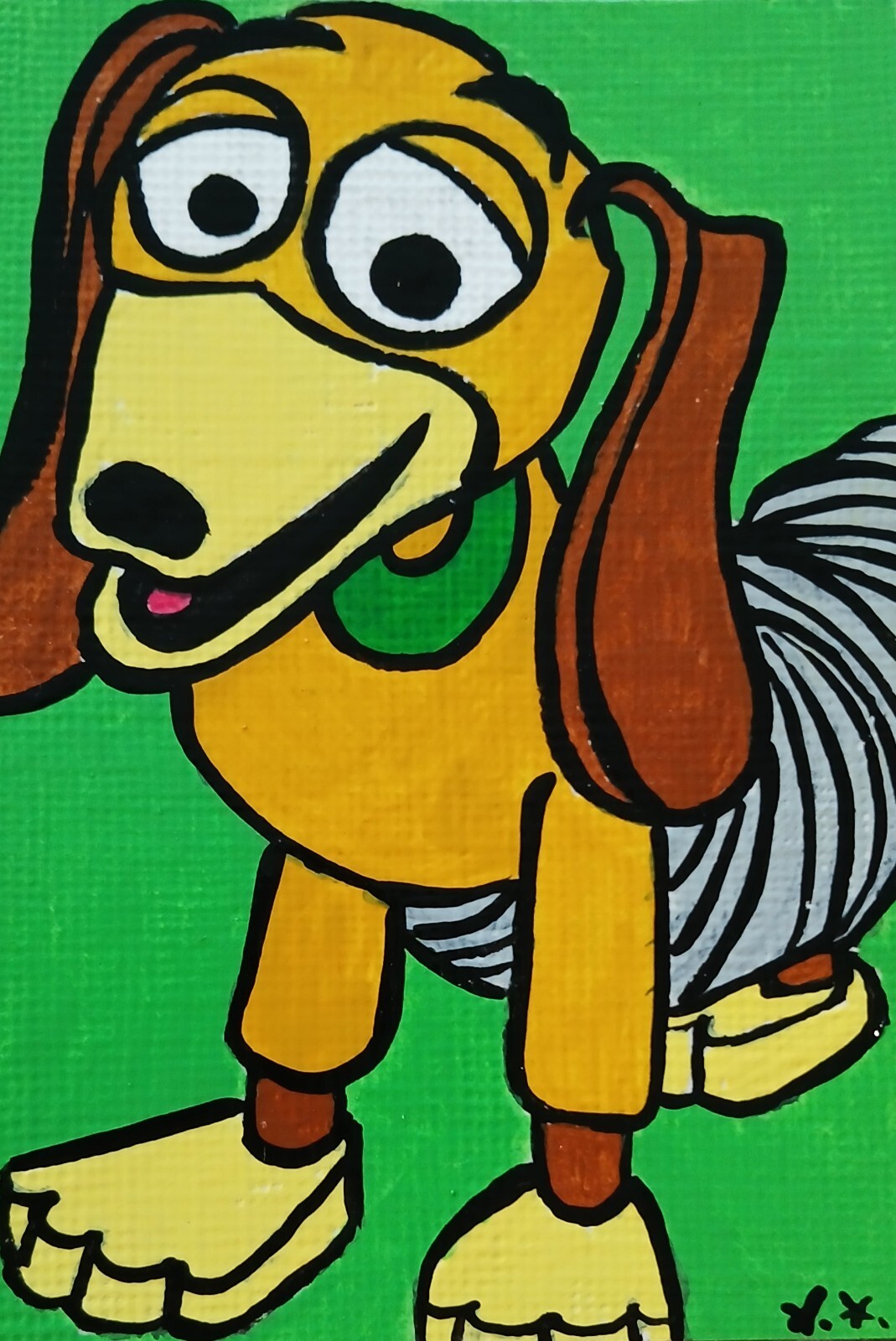 Toy Story Slinky Dog ACEO ORIGINAL ATC HAND PAINTED ACRYLIC SIGNED | eBay