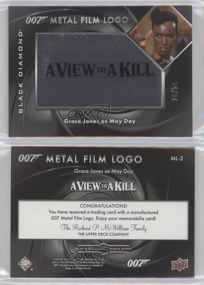 2025 James Bond Black Diamond 007 Metal Film Logo 20/50 Grace Jones May ...