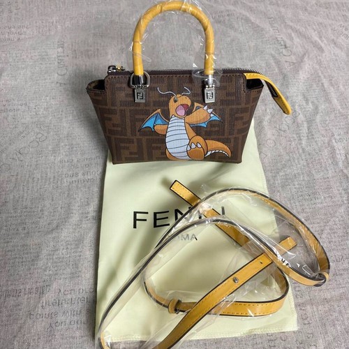 [Good condition] FENDI x FRGMT x POKÉMON Dragonite brown FF hand BAG | eBay