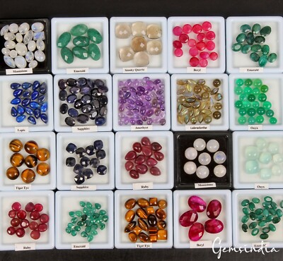 20 Lot Estate Genuine Multi Gems Loose Multi Color Gemstones Collection ...
