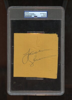 Jackie Gleason d1987 signed autograph 4x4 Napkin HONEYMOONERS PSA ...