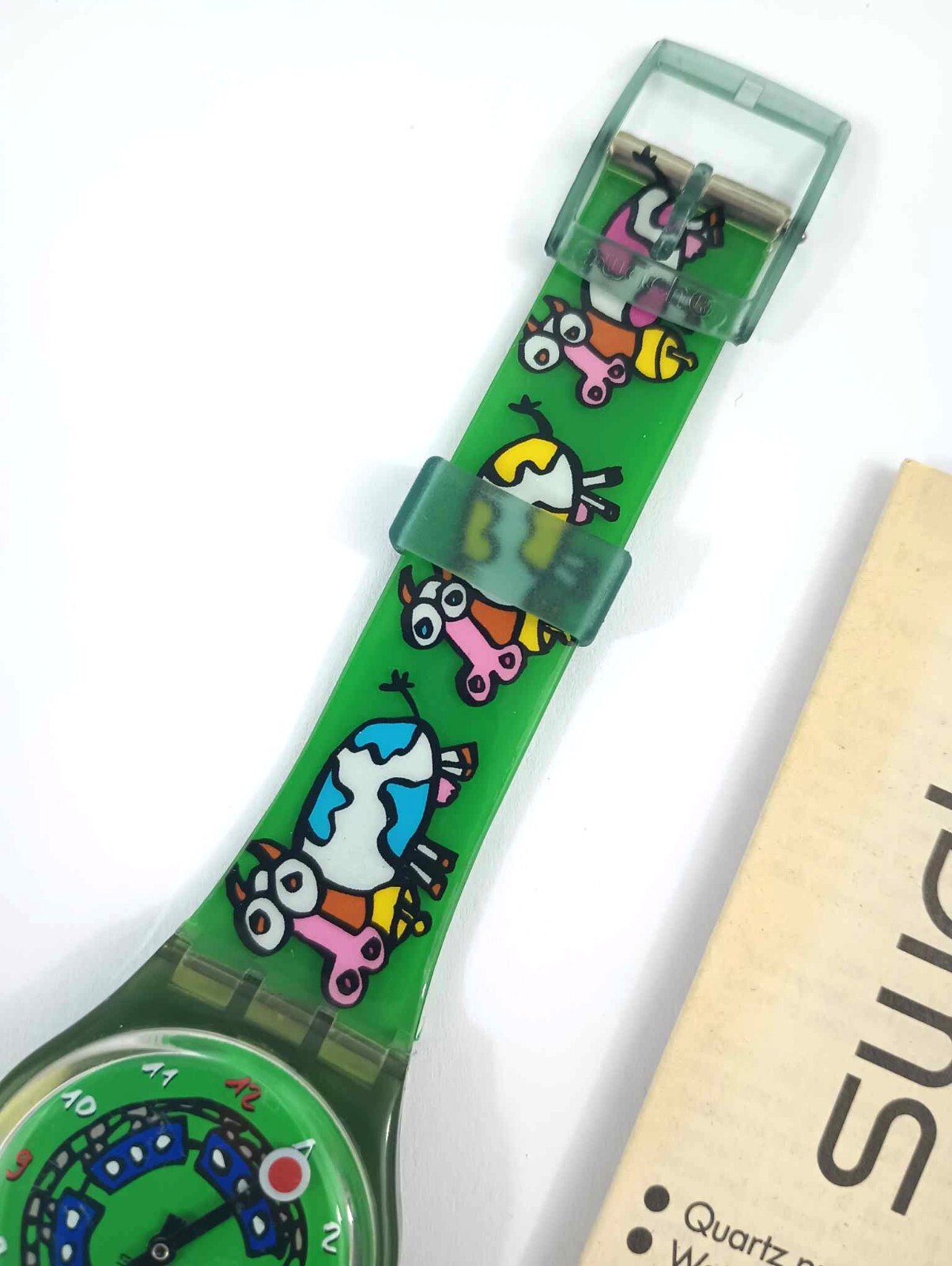 Vintage 2000 Swiss Swatch Standard Original Crazy Train Cows Green ...