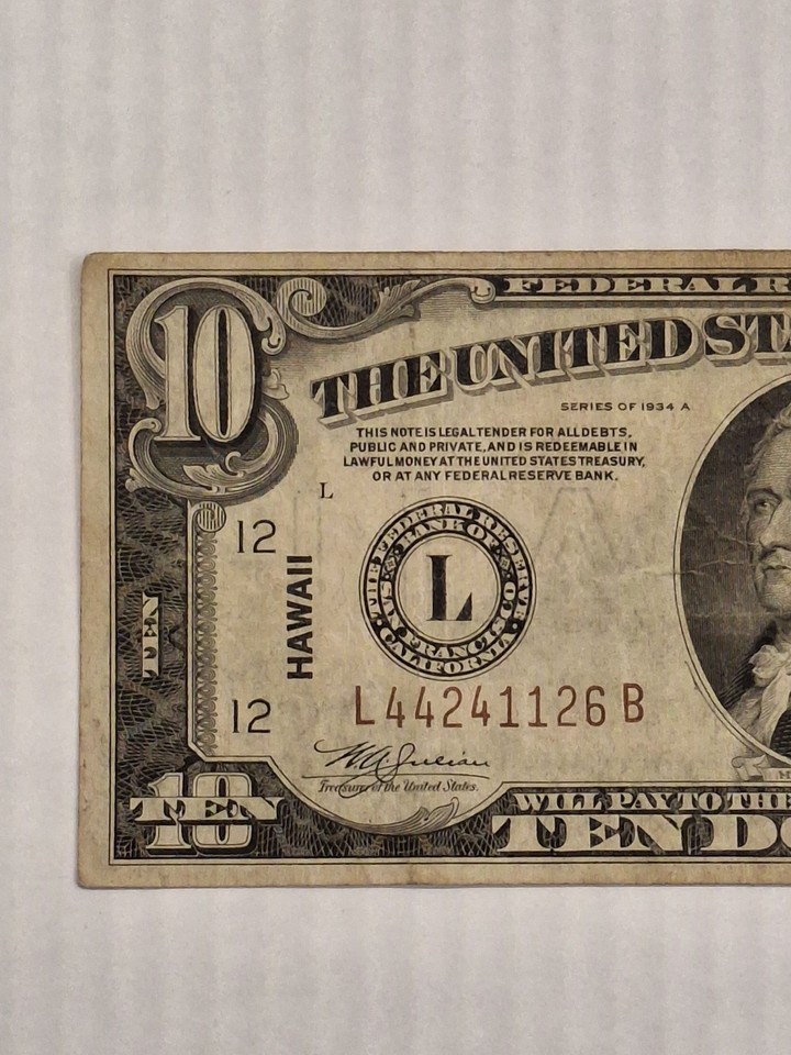 1934 A $10 Hawaii Overprint Emergency WWII Issue Note | eBay