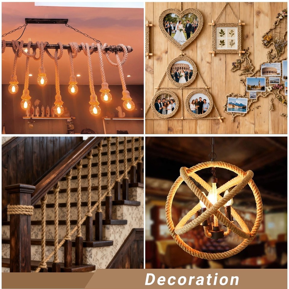 Natural Hemp Rope, 1 Inch Thick Rope 50Ft Long, Twisted Manila Jute ...