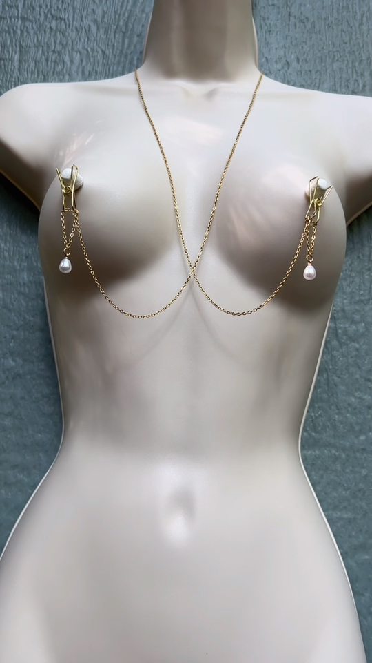 Bdsm Dainty Nipple Clamps With Pearls And Body Chain Ebay