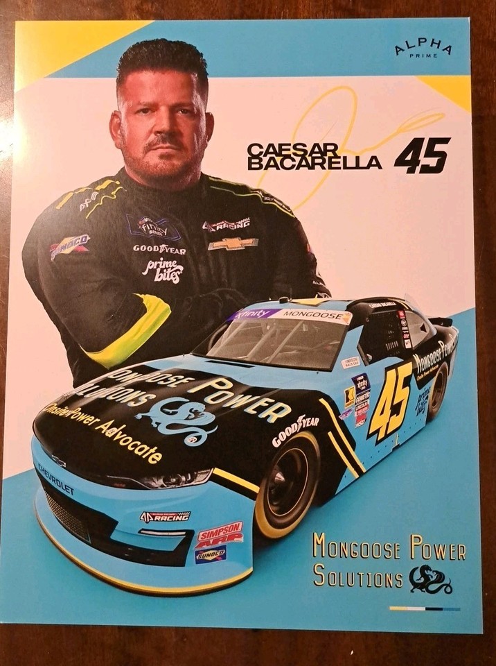 Caesar BACARELLA 2025 8x10 Mongoose Power #45 NASCAR Xfinity Hero ...