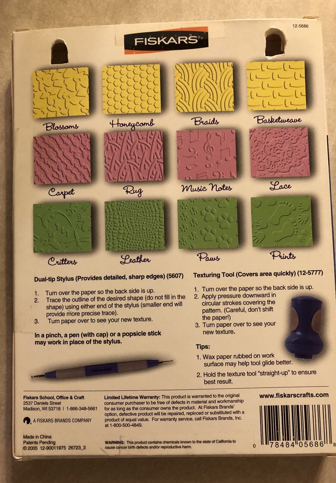 16 New FISKARS TEXTURE PLATES Hearts Stars Leaves Bubbles Dots Waves ...