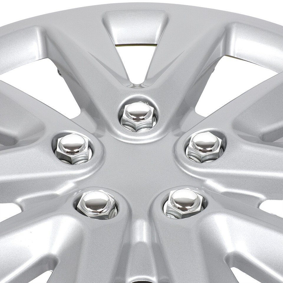 16" Set of 4 Silver Hub Caps Full Rim Wheel Covers Snap On Fits R16 ...