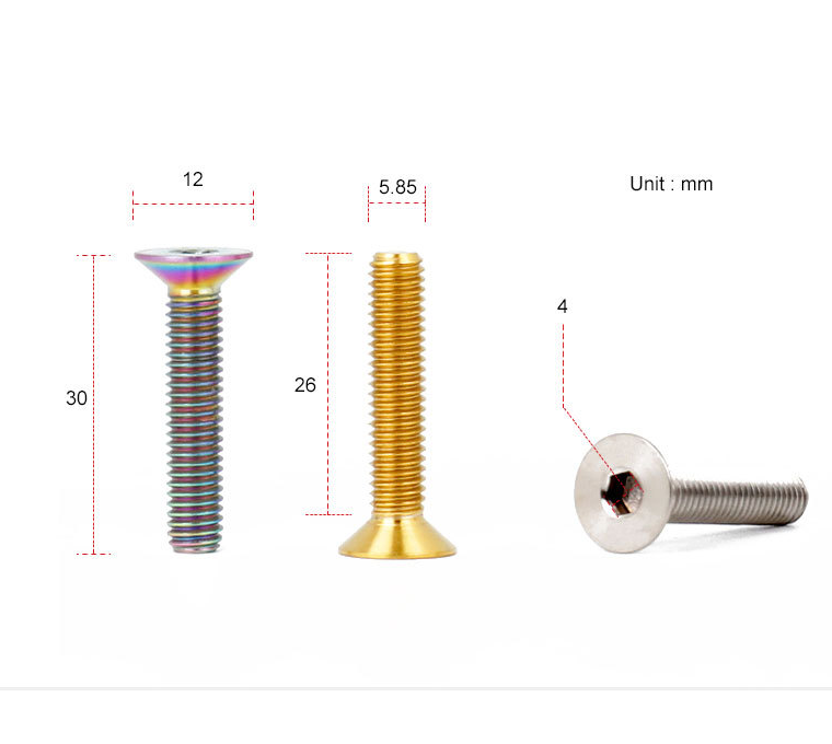 1PCS M6x30 titanium alloy Inner Hex Hexagon Socket Flat Countersunk ...