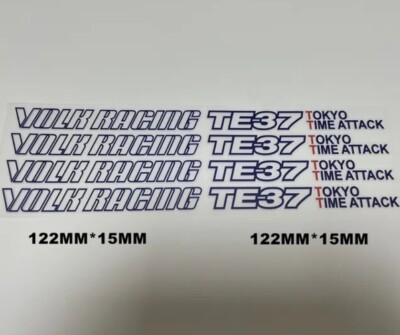 4 x VOLK RAYS TE37 Tokyo Time Attack Wheel Rim Blue Decals Stickers ...