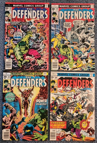 Defenders #43(VG+),49(VF),53(FN) + 59(FN/VF) Conway Kirby Perez Marvel ...
