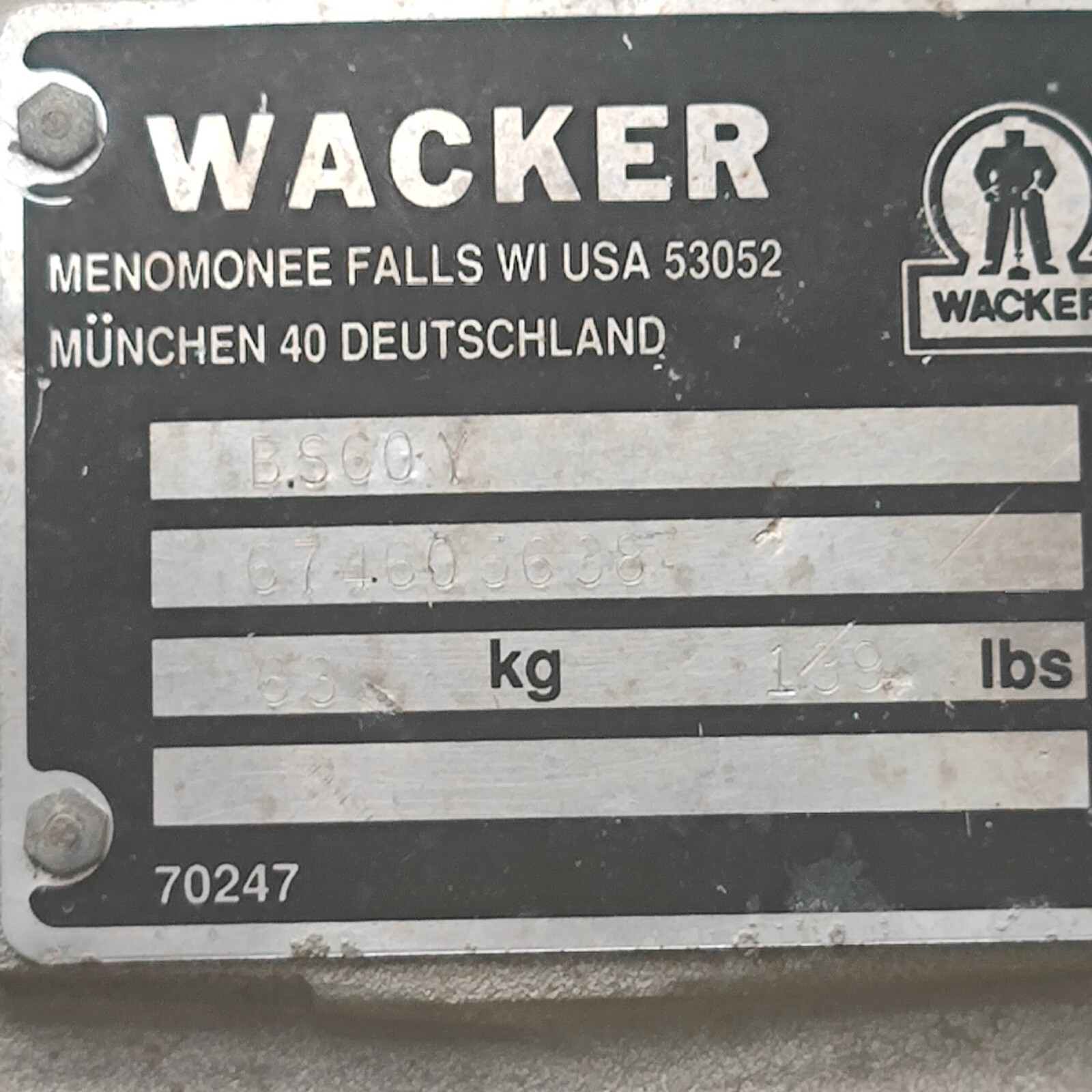 Wacker Neuson BS60Y Jumping Jack Rammer Trench Compactor - FOR REPAIR ...
