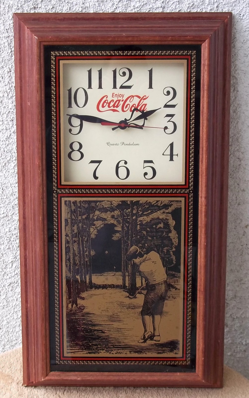 Coca Cola Wooden Quartz Battery Pendulum Wall Clock Tested Vintage Rare ...