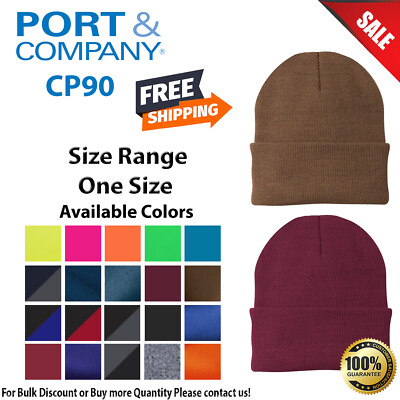 Port & Company CP90 Unisex 3 Inch Folding Knit Beanie Cap | eBay