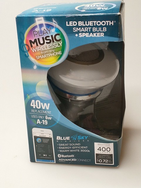 Blue Sky Wireless 40w Dimmable LED Bluetooth Smart Bulb Speaker for ...