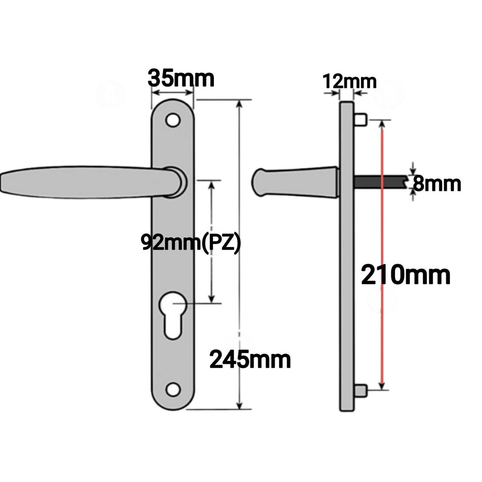 92PZ Trojan Sparta uPVC Door Handle Set - Long Backplate Lever/Lever ...