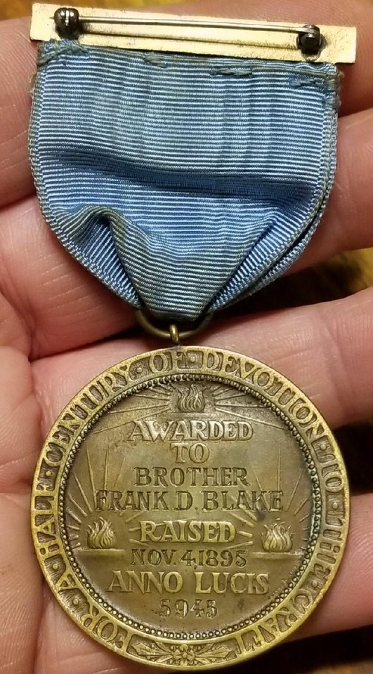 Medallic Art Masonic Named Award Medal 1895 New York Lodge Devotion To ...