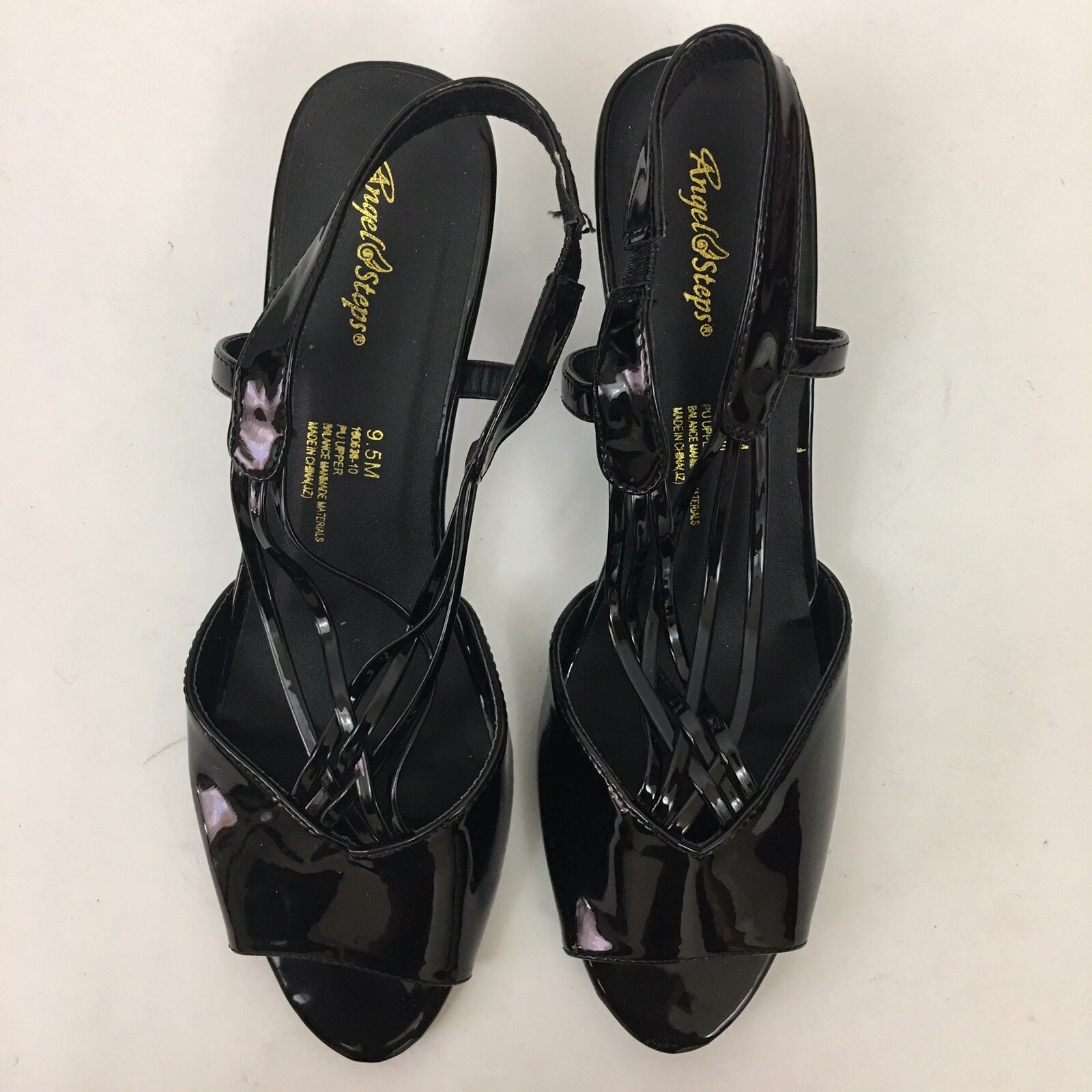 ANGEL STEPS Woman’s Black Patent Leather Look Toe Sho… - Gem