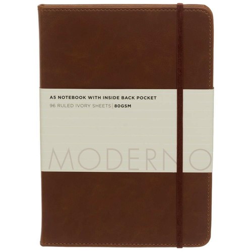 WHSmith Moderno Brown A5 Hardback Notebook With 96 Ruled Ivory Sheets ...