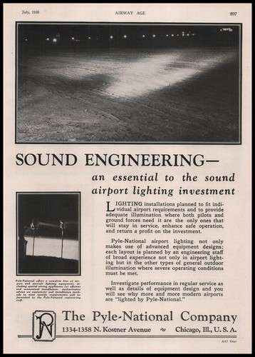 1930 Pyle National Chicago Airport Lighting Installation Photos Vintage ...