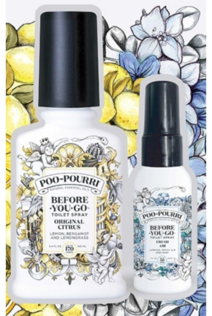 Poo-Pourri (2-Pack) Before You Go Spray (3.4oz & 1oz) 220 Uses Total ...