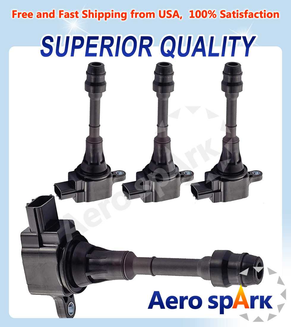 Set of 4 Ignition Coil For 11-17 Nissan Altima Sentra Tiida Infiniti ...