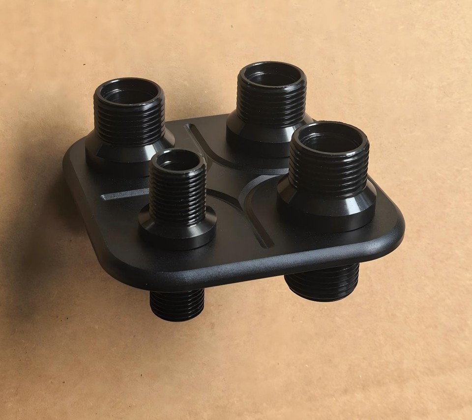 4-Port A/C & Heater Hose Firewall Bulkhead & Fittings Square Billet ...