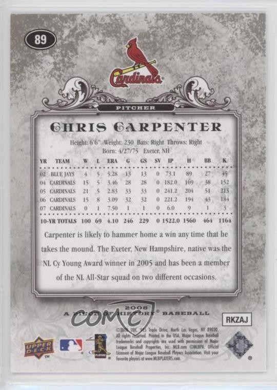 2008 Upper Deck A Piece of History Chris Carpenter #89 | eBay