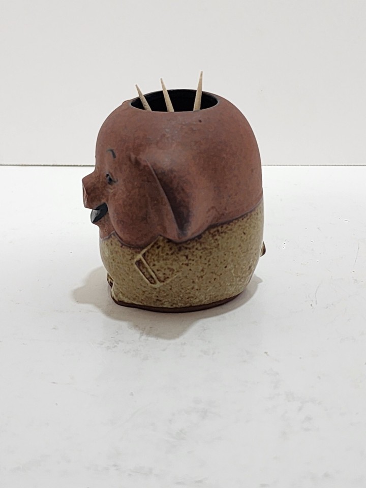 MCM UCTCI Japan Happy Pig Pottery Toothpick Holder Stoneware Vintage | eBay