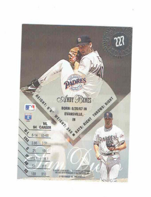 Andy Benes Padres Pitcher ##227 Leaf 1995 Baseball Card | eBay