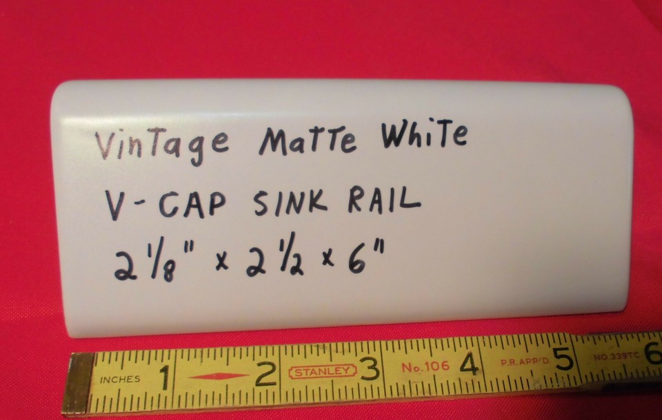 1 pc. *Vintage Matte White* V-Cap Ceramic Trim Tile: Counter Top Edging ...