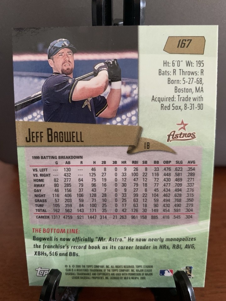 2000 Topps Stadium Club #167 Jeff Bagwell Houston Astros HOF FREE ...