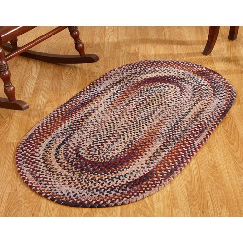 Ombre Chenille Collection 100% Cotton 27" x 45" Oval Braided Rug in ...