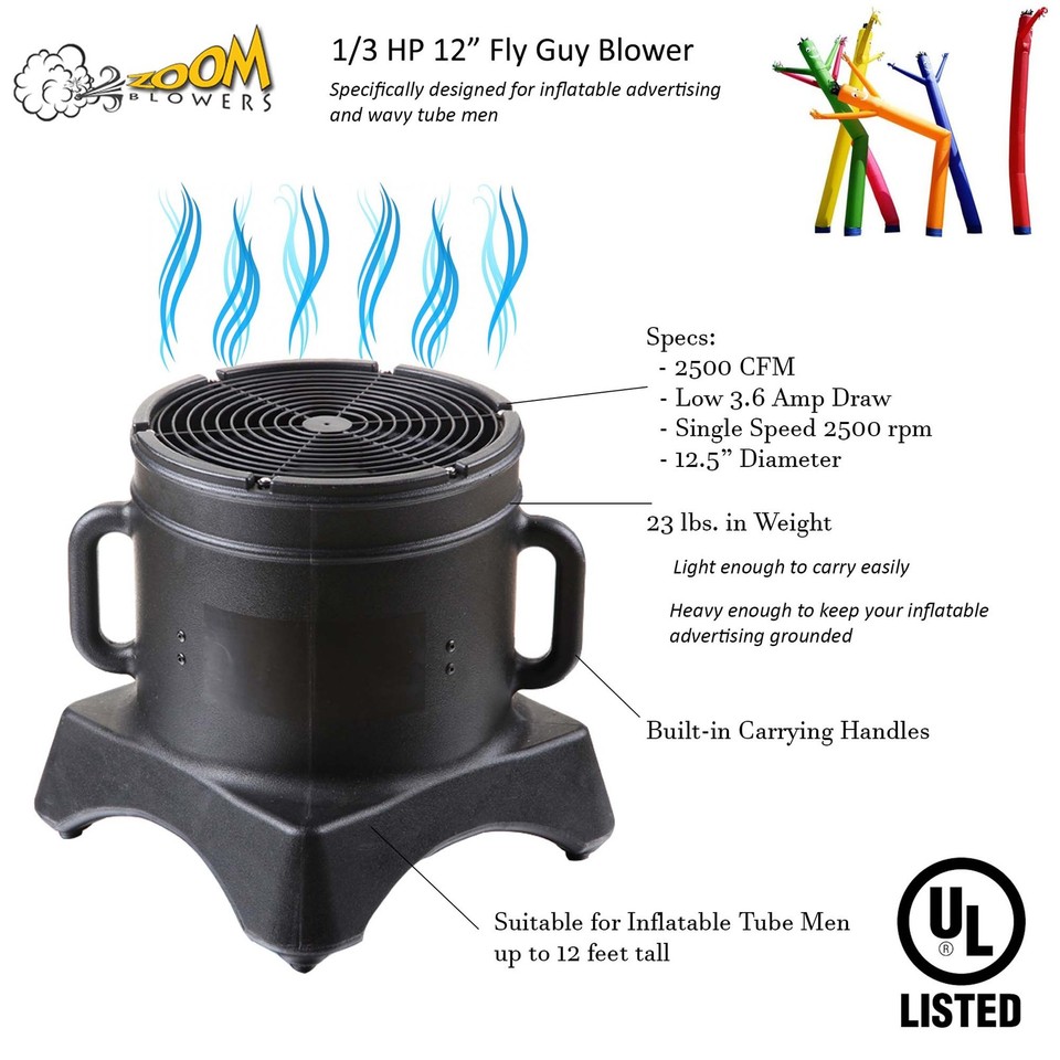 Advertising Inflatable Tube Man 12ft Blue Blow Up Wavy Fly Guy With ...