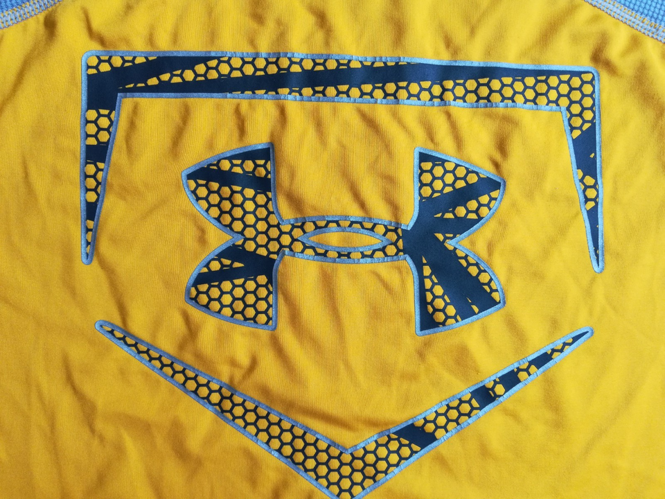 Under Armour Baseball Long Sleeve LS shirt Home Plate Yellow Boys YLG ...