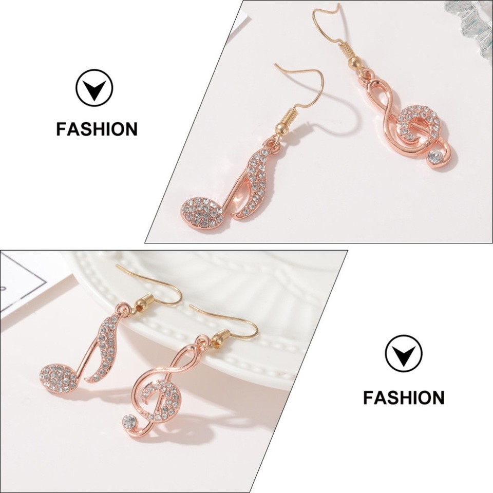 Music Note Dangle Earrings Jewelry Alloy Danglers Creative Eardrops ...