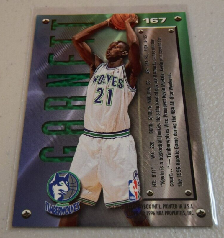 95-96 Fleer Metal Kevin Garnett Rookie RC #167, Minnesota Timberwolves ...