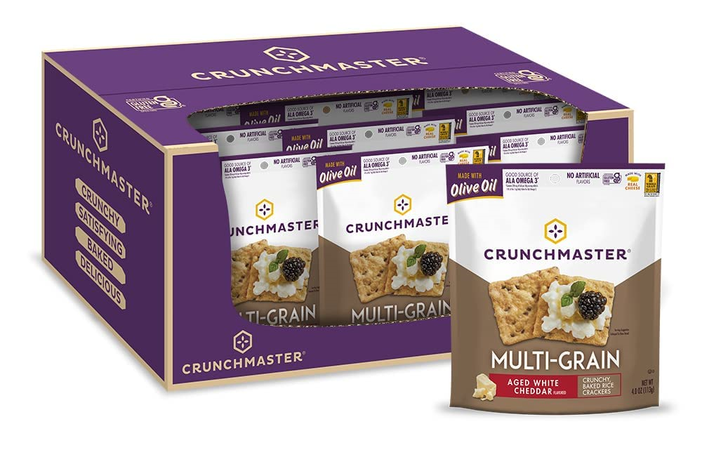 Crunchmaster Multi-Grain Crackers Aged White Cheddar, Gluten Free, 4 ...