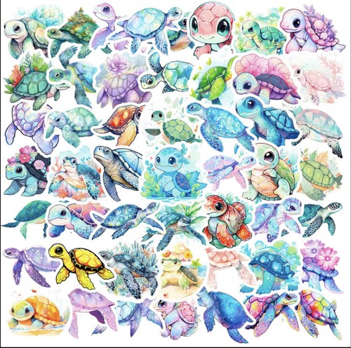 10pcs Adorable Turtle Stickers- Scrapbook, Journal, Diy Crafts & Card ...
