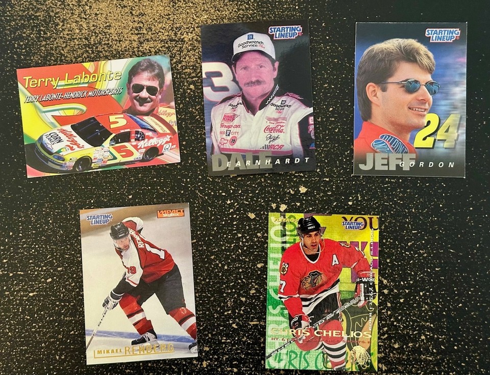 NBA, NHL, NASCAR Starting Lineup Card Lot (Magic, Doncic, Chelios ...