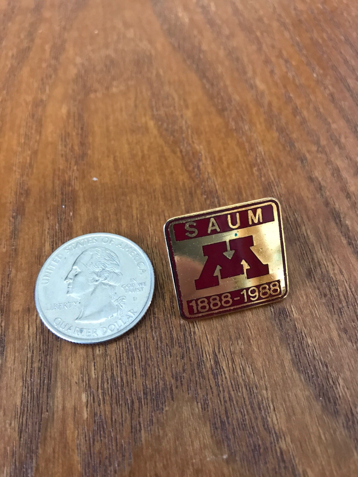 UNIVERSITY OF MINNESOTA SAUM 1888-1988 Lapel Pinback Pin Classic ...