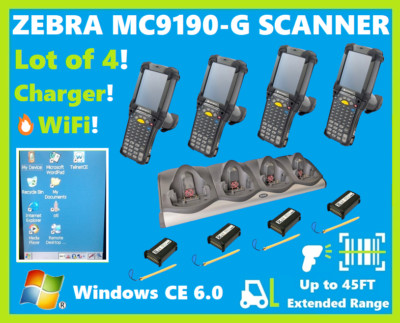 LOT OF 4 Symbol MC9190-GJ0SWEYA6WR Long Range Scanner CE6, 1st Repair ...
