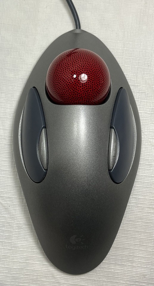 Logitech T-BC21 PC Mouse Ambidextrous Trackman Trackball Red Marble ...