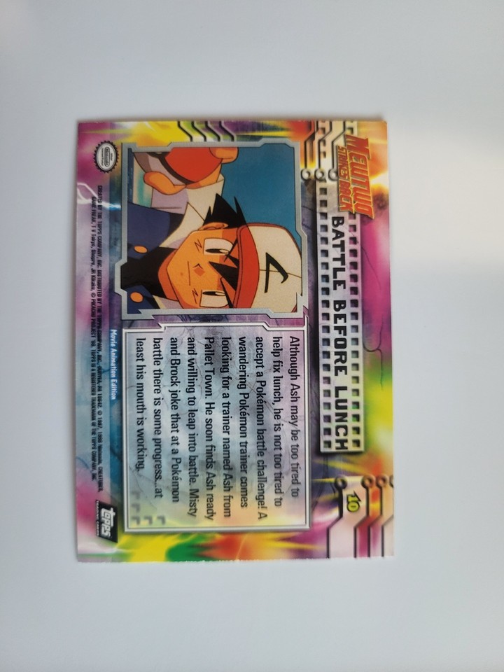 Topps Pokémon #10 Battle Before Lunch, Raised Holo/Foil, Mewtwo Strikes ...