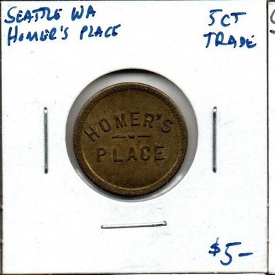 Seattle Washington - Homer's Place - 5 cent trade token | eBay