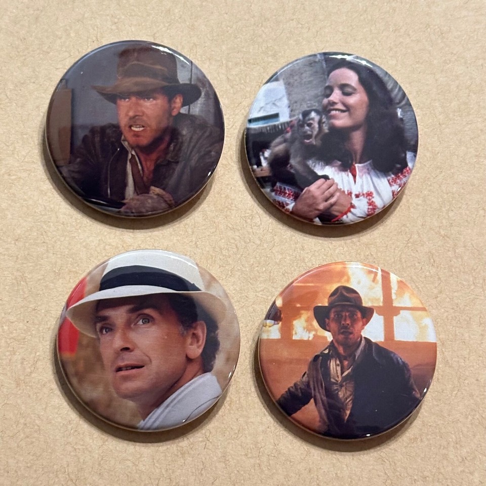 4 Indiana Jones Raiders Of The Lost Ark 1.5" Pinback Buttons (Choose ...
