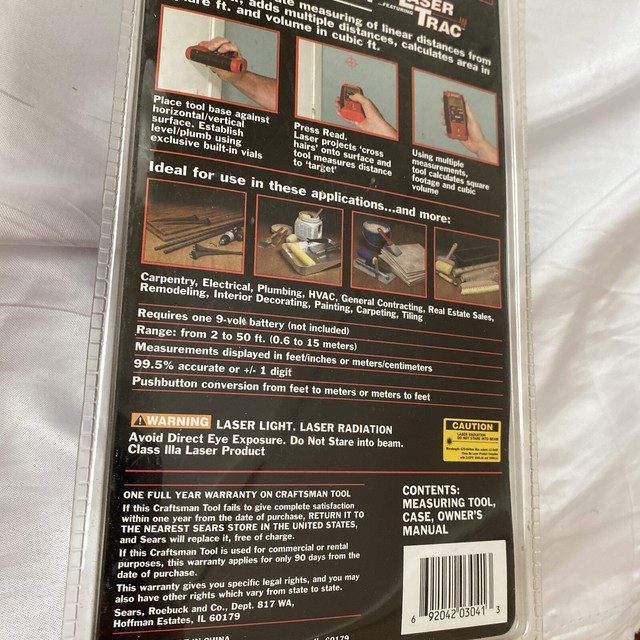 Craftsman Laser-guided Measuring Tool Featuring Laser Trac Model 48252 ...