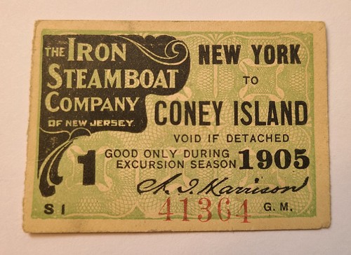 IRON STEAMBOAT COMPANY OF NJ STEAMER NEW YORK CONEY ISLAND BROOKLYN ...
